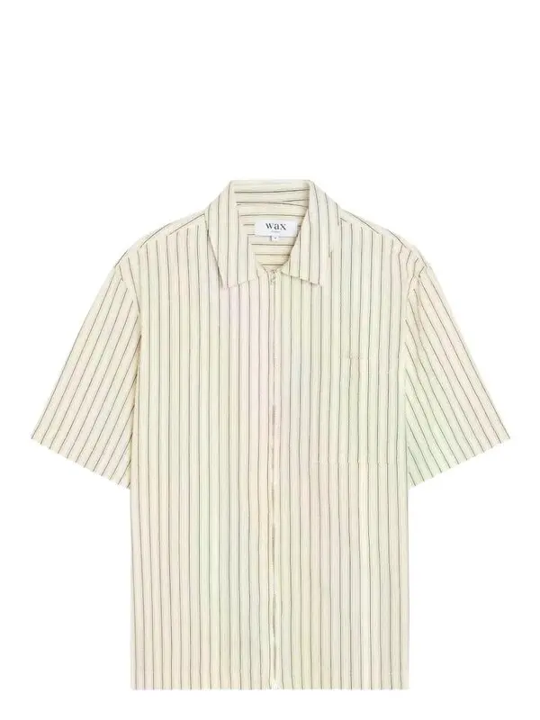 WAX LONDON Striped Zip-up Shirt - Neutrals