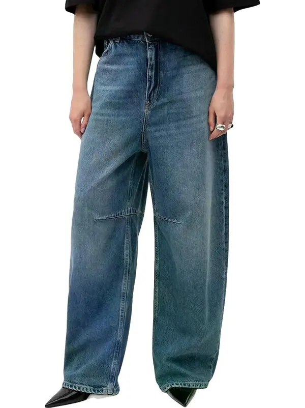 Hugo Logo Patch Wide-leg Jeans - Blue