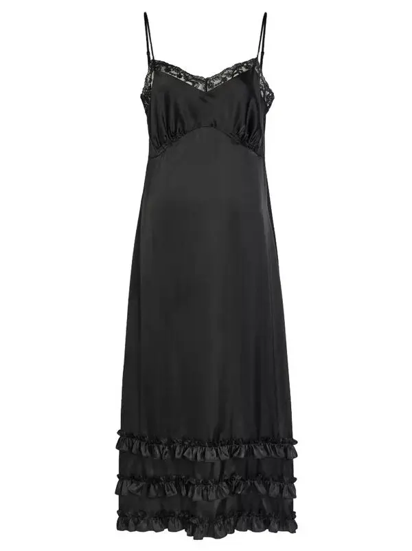 Simone Rocha Lace Trimmed Ruffled Midi Dress - Black