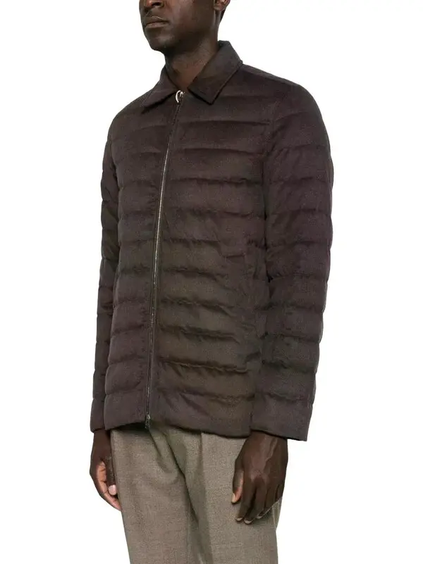 Herno Quilted Zip-up Coat - Brown