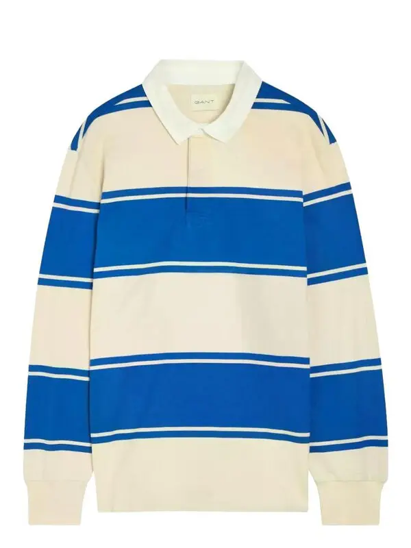 Gant Horizontal-stripe Long-sleeve Polo Shirt - Neutrals