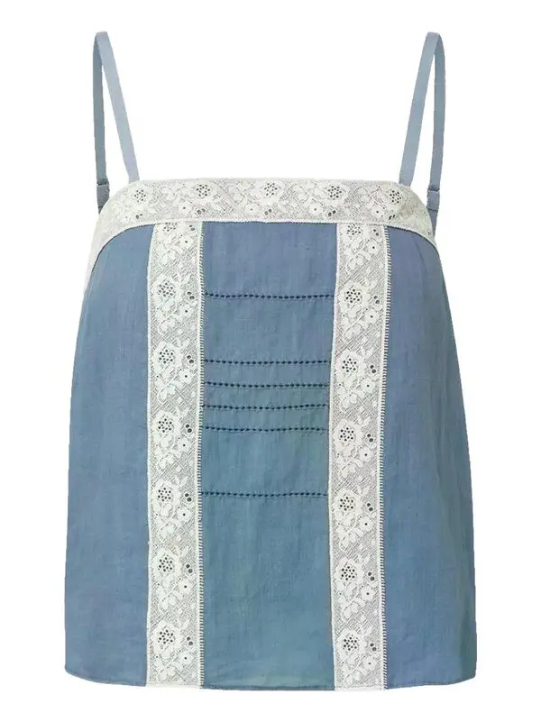Veronica Beard Olivana Lace-trim Tank Top - Blue