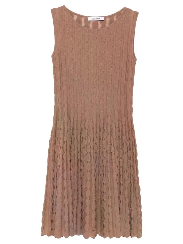 ANTONINO VALENTI Textured Knit Sleeveless Mini Dress - Brown