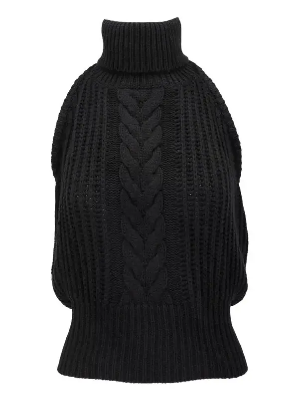 Isaia Cable Knit Roll-neck Sleeveless Sweater - Black