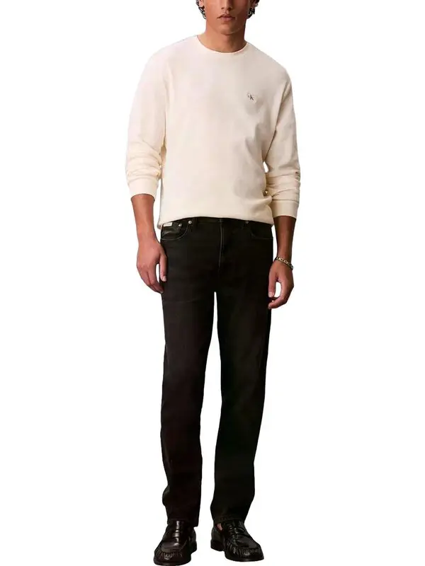 Calvin Klein Straight Leg Jeans With Logo Patch - Black