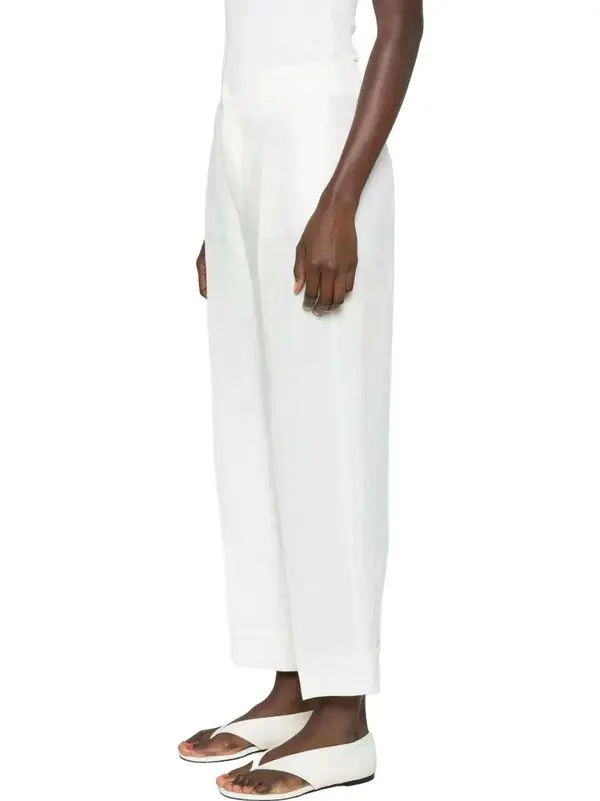 Max Mara Linen Pressed Crease Trousers - White
