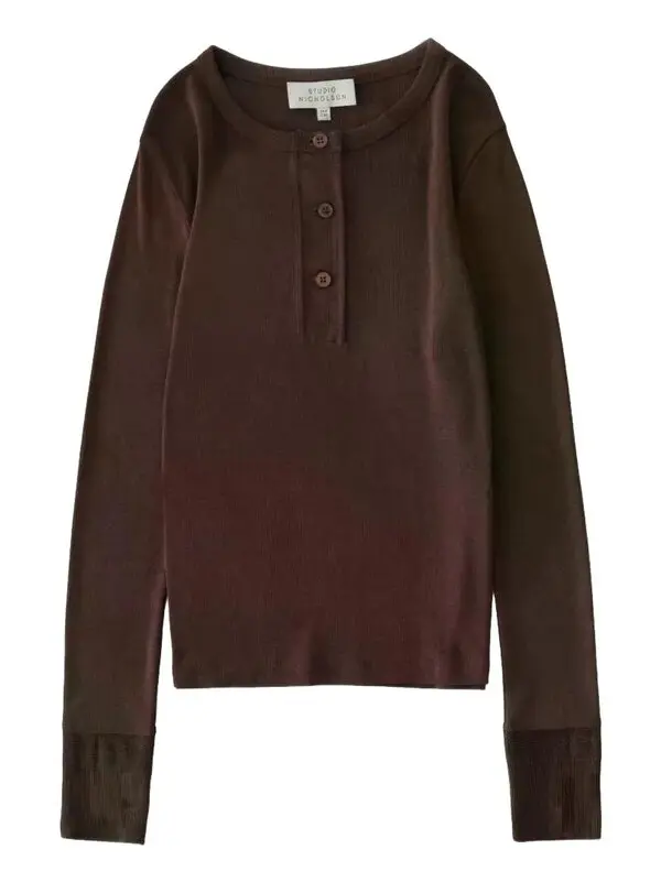 Studio Nicholson Roane Micro-rib Polo Shirt - Brown