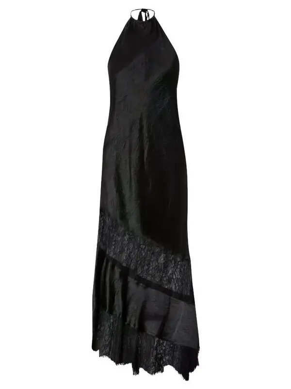 Pinko Lace-panelled Halterneck Midi Dress - Black