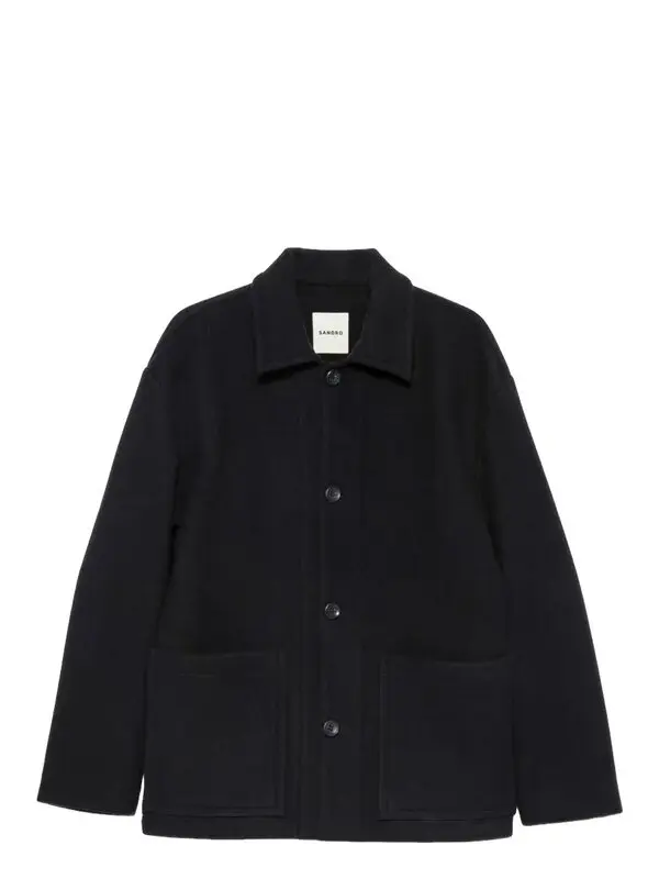 Sandro Wing-collar Textured Jacket - Blue