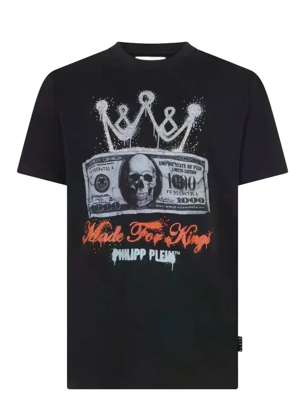 Philipp Plein Jersey T-shirt Crown Dollar - Black
