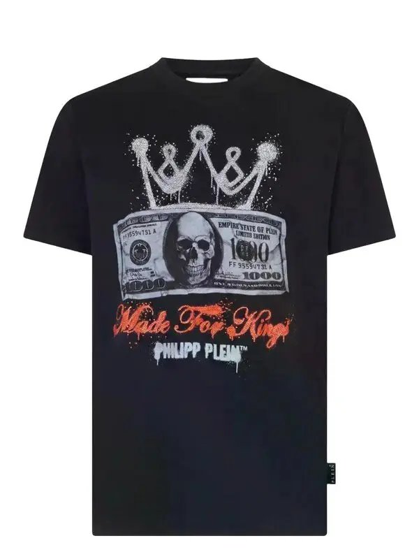 Philipp Plein Jersey T-shirt Crown Dollar - Black