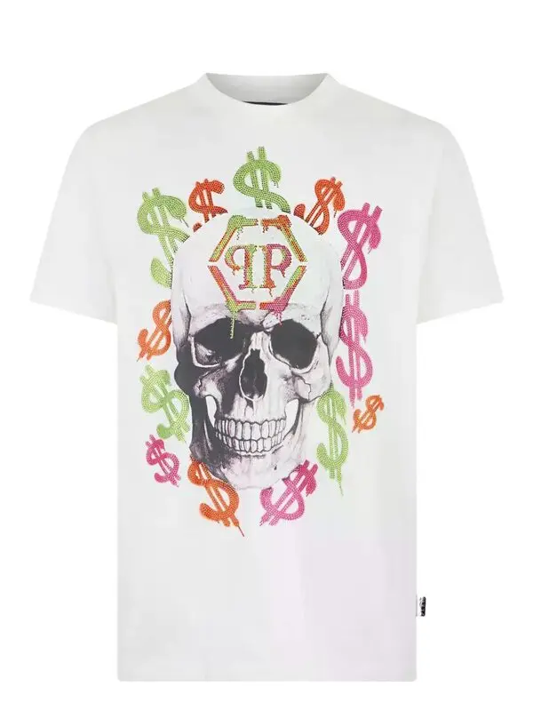 Philipp Plein Jersey T-shirt Dollar Spray - White