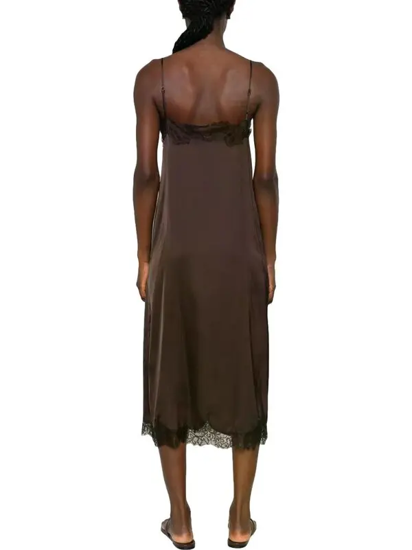 Maje Lace-trim Midi Dress - Brown