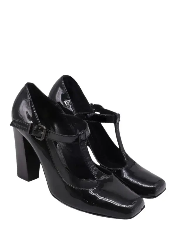 Fendi Square Toe Mary Jane Pumps With T-bar Strap - Black