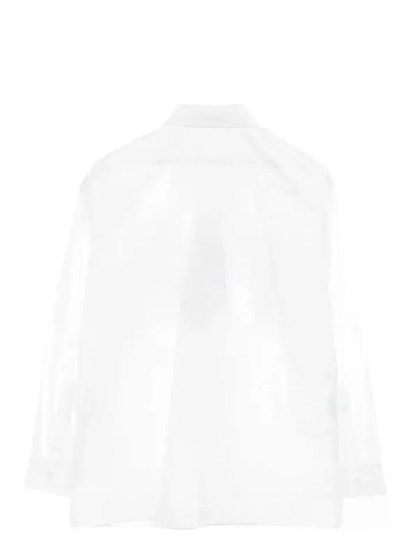 Prada Long-sleeve Shirt With Spread Collar And Chest Flap Pockets - White