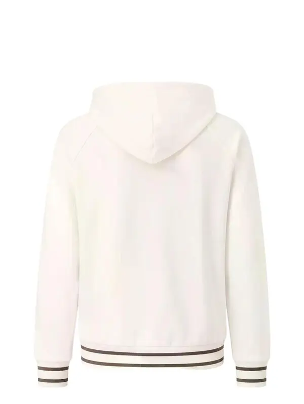 Emporio Armani Striped-trim Zip-up Hoodie - Neutrals