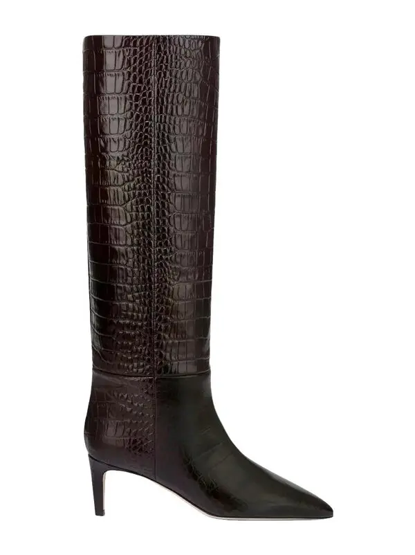 Paris Texas Crocodile-effect Leather Knee High Boots - Brown