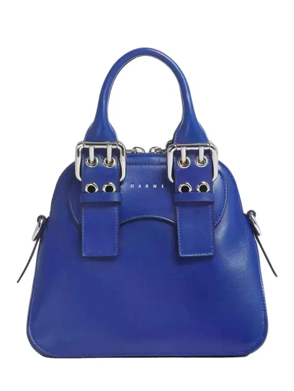 Marni Leather Small Bowling Bag - Blue