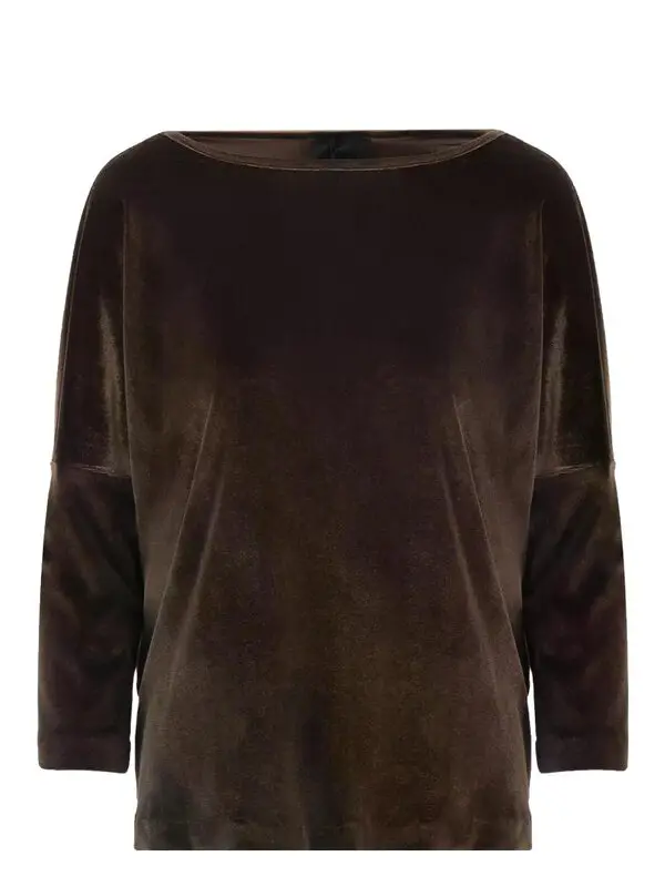 F.IT Velvet-effect Boat-neck Sweater - Brown