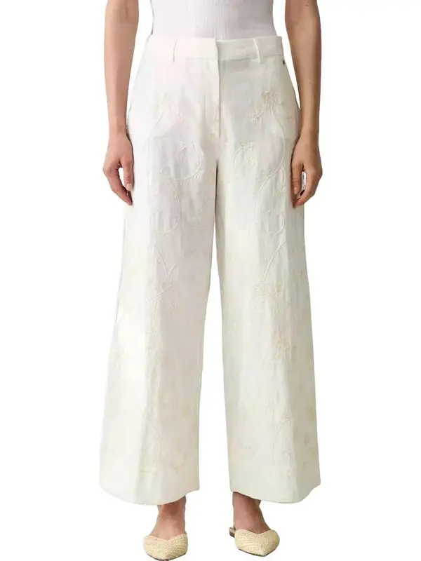 PEDRO DEL HIERRO Embroidered Wide-leg Trousers - White