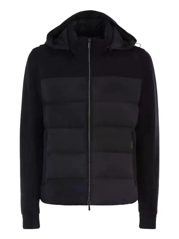 MOORER Quilted Rib-knit Jacket - Blue
