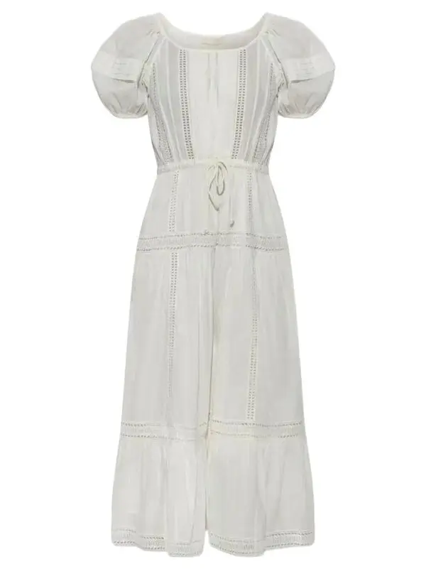 Ulla Johnson Isolde Lace-trimmed Tiered Midi Dress - White
