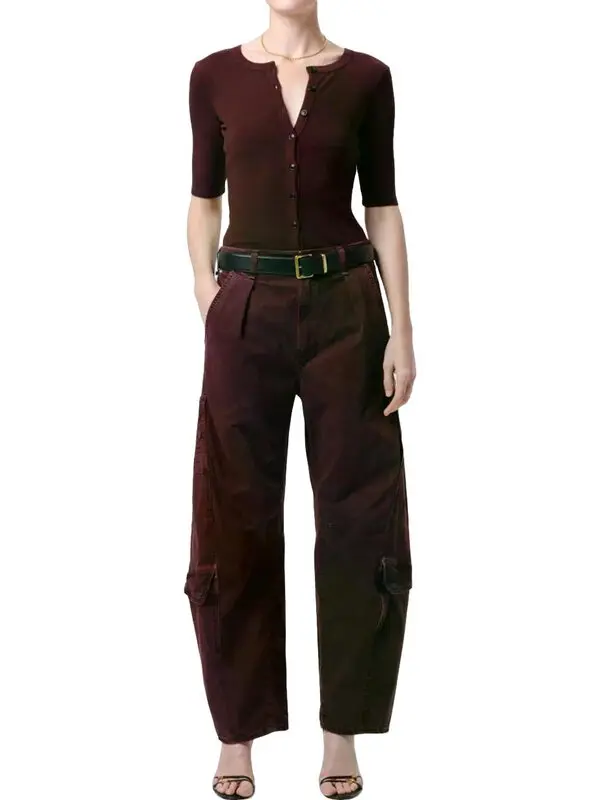 Citizens Of Humanity Flight Pleated Barrel-leg Cargo Pants - Red