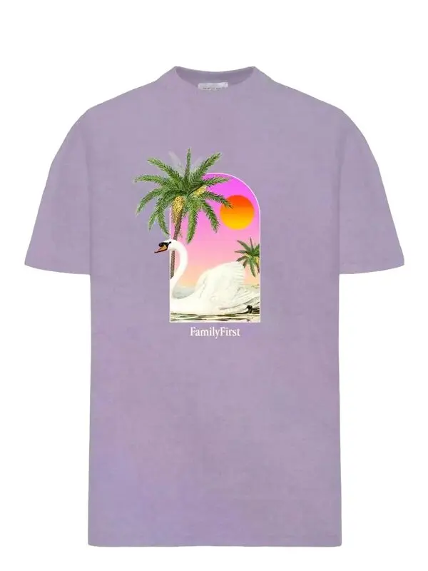 FAMILY FIRST Swan-print T-shirt - Purple