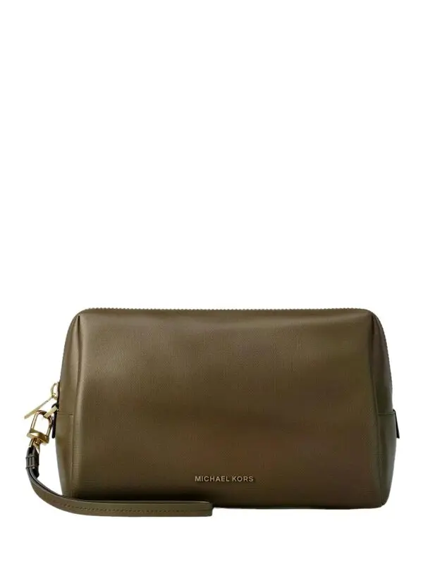 Michael Kors Large Logo Plaque Makeup Bag - Green