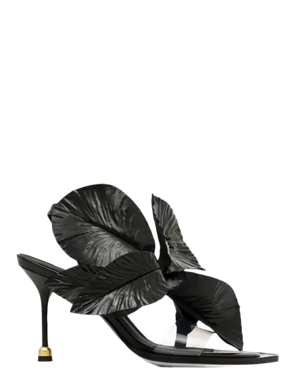 VANDA NOVAK Daisy Floral-appliqué Stiletto Sandals - Black