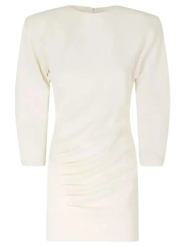 Andamane Ruched Shoulder-pad Mini Dress - Neutrals