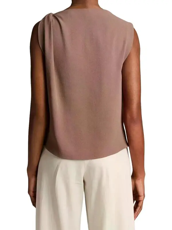 Vince Draped Shoulder Sleeveless Top - Brown