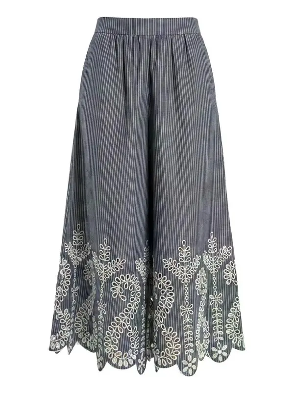 CHRISTY LYNN Carter Embroidered Wide-leg Trousers - Blue