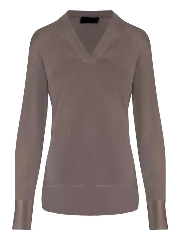 F.IT F.i.t. V-neck Long Sleeve Top - Brown