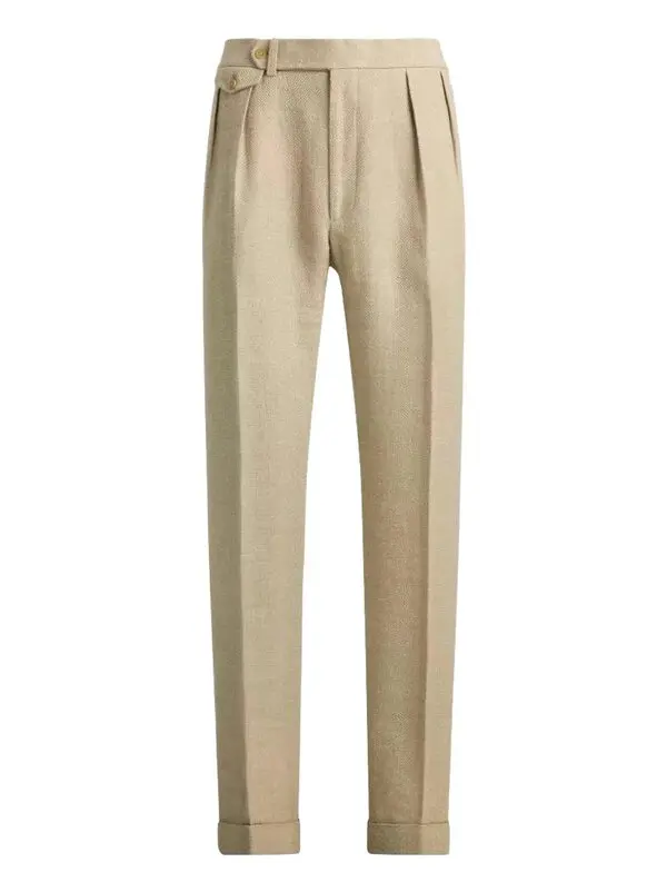 Ralph Lauren Purple Label Gregory Double-pleated Herringbone Trousers - Neutrals