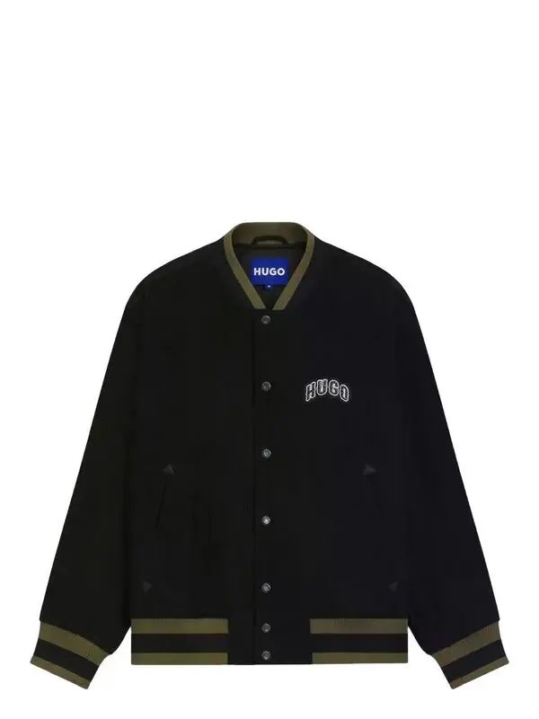 Hugo Corduroy Logo Patch Bomber Jacket - Black