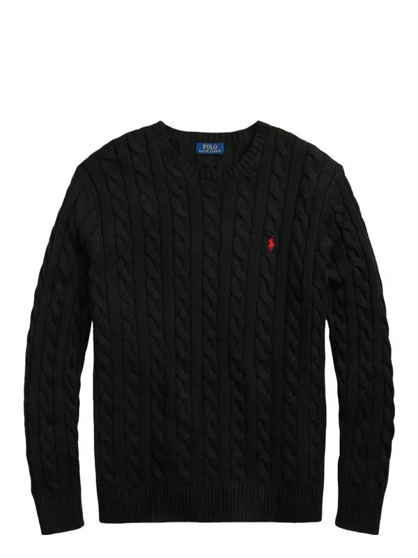 Polo Ralph Lauren Cable Knit Crewneck Sweater - Black