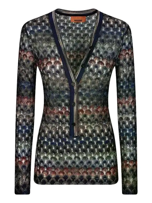 Missoni Crochet-knit V-neck Cardigan - Blue