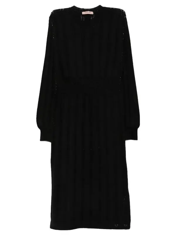 TWINSET Pointelle Knit Midi Dress - Black