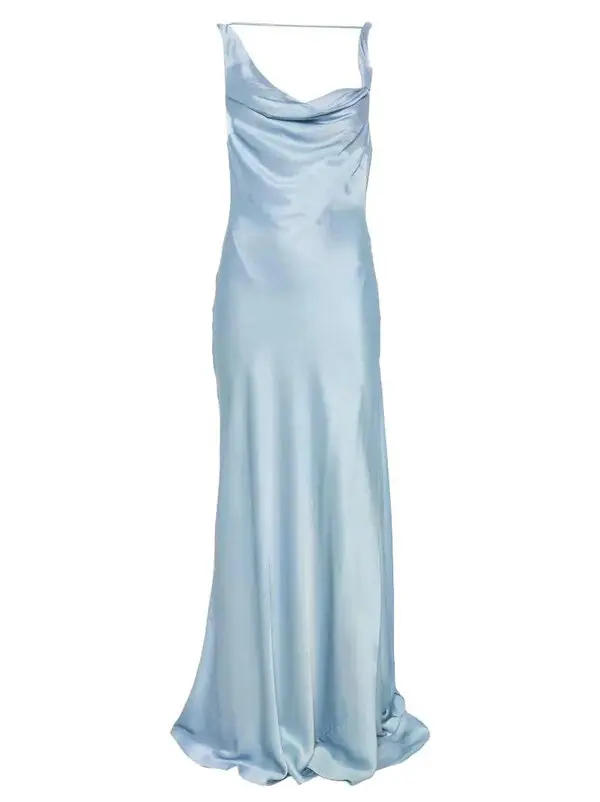 Arcina Ori Darcy Cowl Neck Sleeveless Gown - Blue