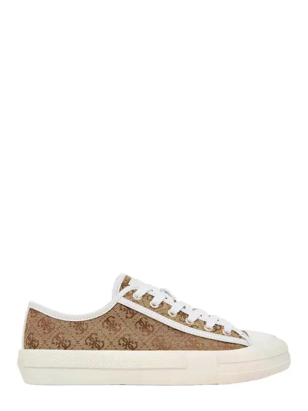 Guess Monogram Print Canvas Sneakers - Neutrals