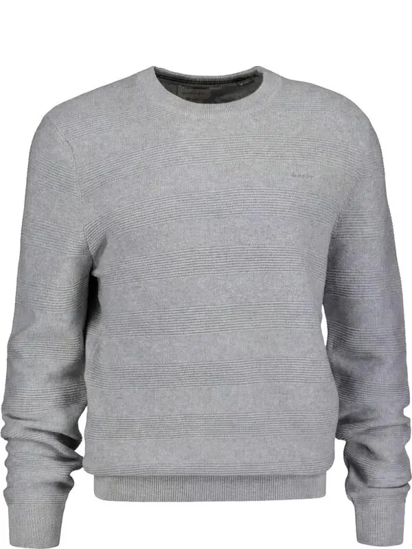 Gant Crewneck Sweater With Ribbed Details - Grey