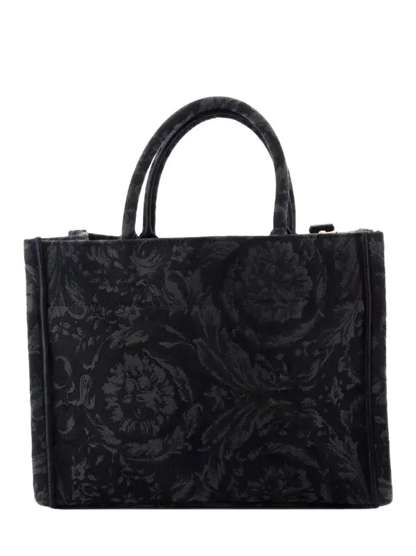 Versace Athena Convertible Barocco Jacquard Small Tote Bag - Black