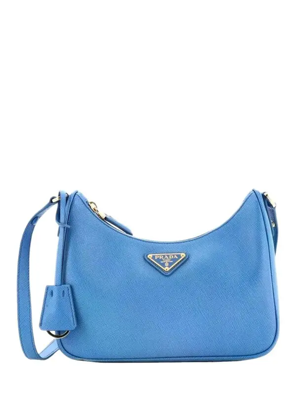 Prada Re-edition Hobo Saffiano Leather Mini Shoulder Bag - Blue