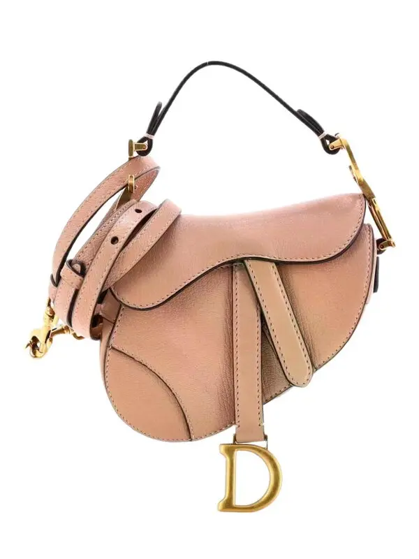 Dior Saddle Handbag With Strap Leather Micro Shoulder Bag - Neutrals