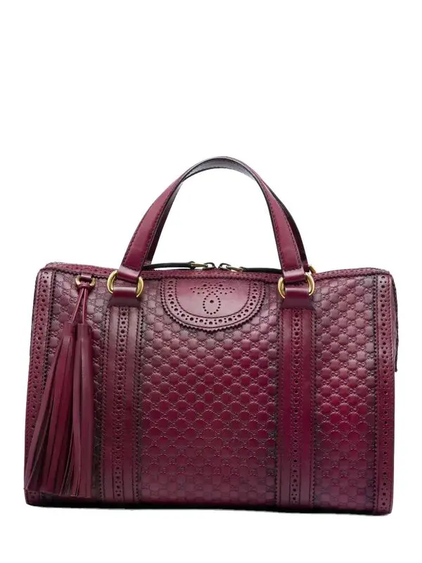 Gucci Embossed Leather Boston Bag - Red