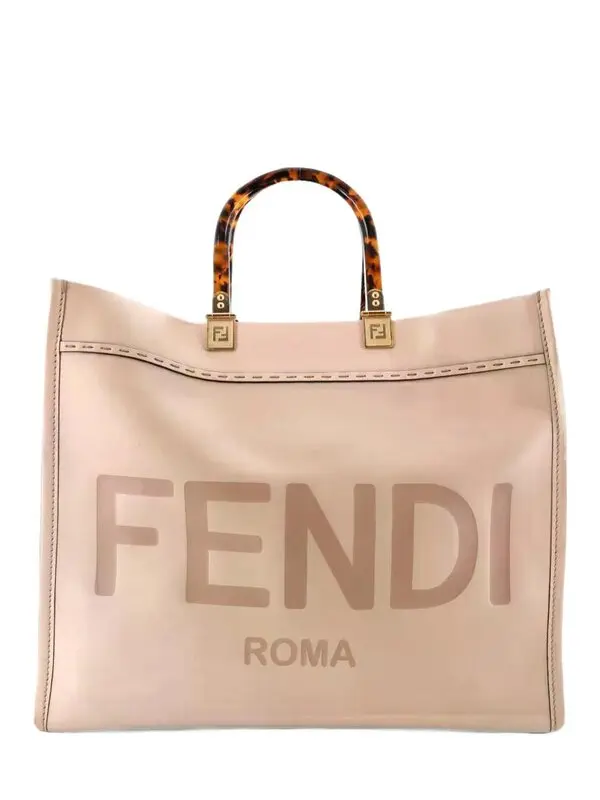 Fendi Sunshine Shopper Leather Medium Tote Bag - Neutrals