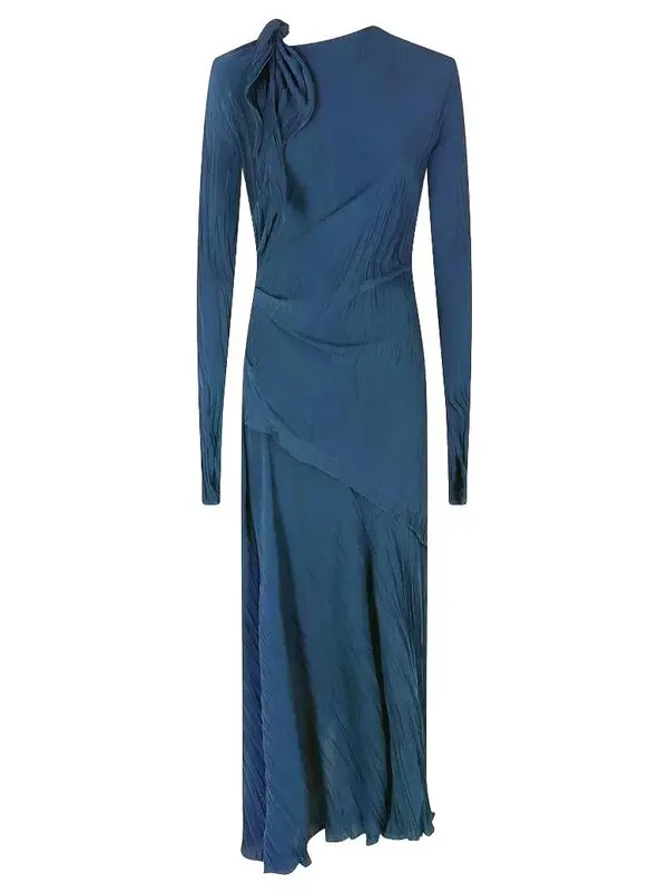 Victoria Beckham Plissé Effect Maxi Dress - Blue