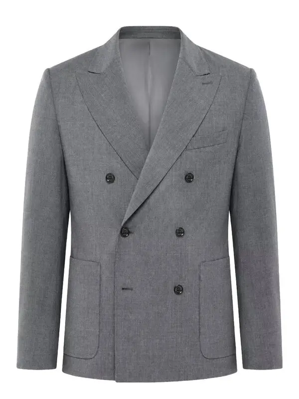 PAOLO PECORA Double-breasted Patch-pocket Blazer - Grey
