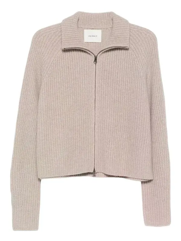 LISA YANG Sadie Ribbed Knit Zip Cardigan - Neutrals